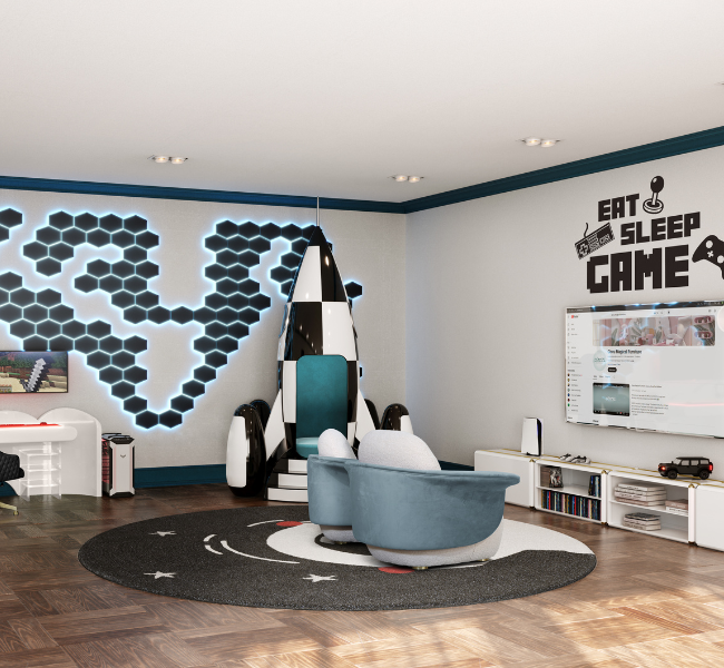 Creating The Ultimate Blue Themed Gaming Room For Kids Circu Magical